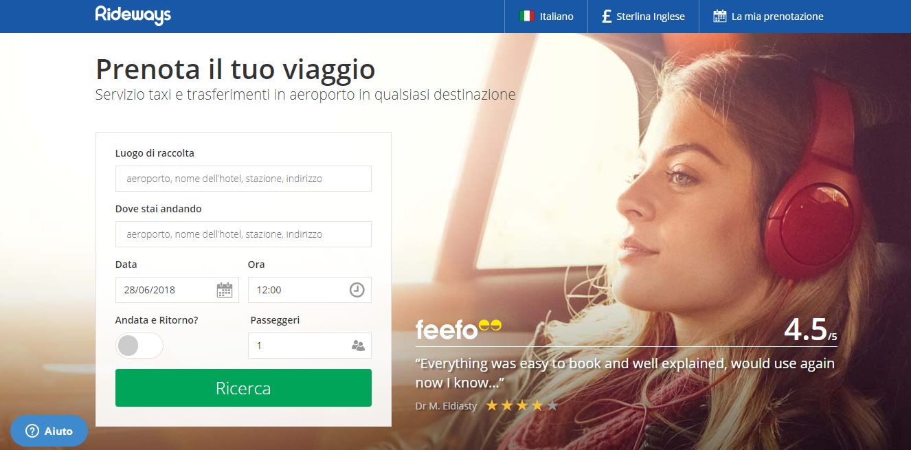 Rideways opinioni 2025 e commenti, servizio taxi e trasferimento aeroporto